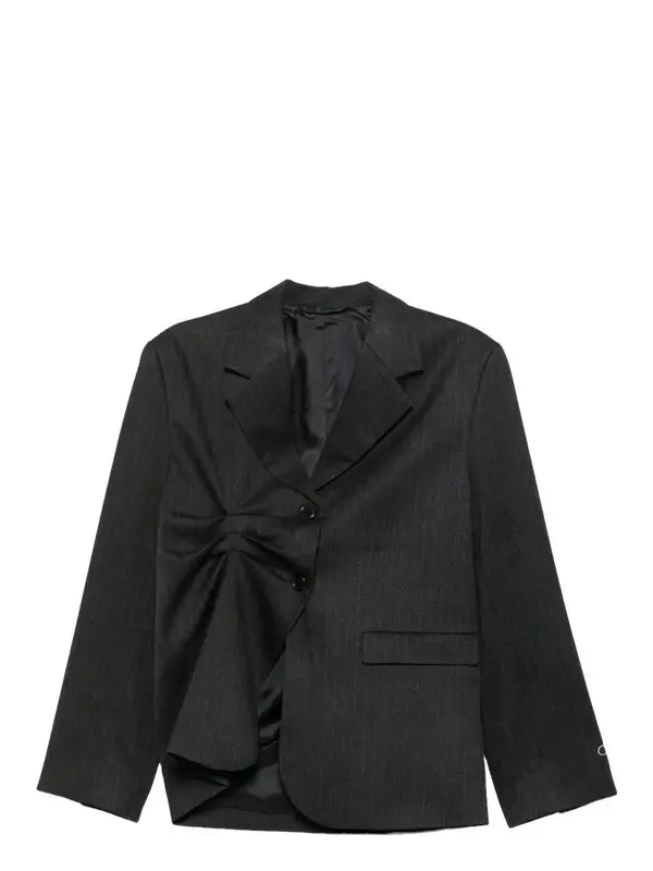 AVAVAV Pinstripe Gathered Detail Blazer - Black