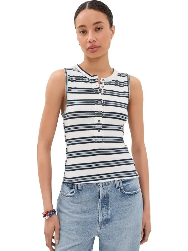 Free People Jamie Henley Stripe Tank - White Combo