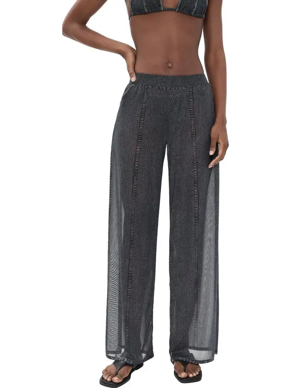 Rag & Bone Miramar Mesh Wide Leg Pants - Washed Black