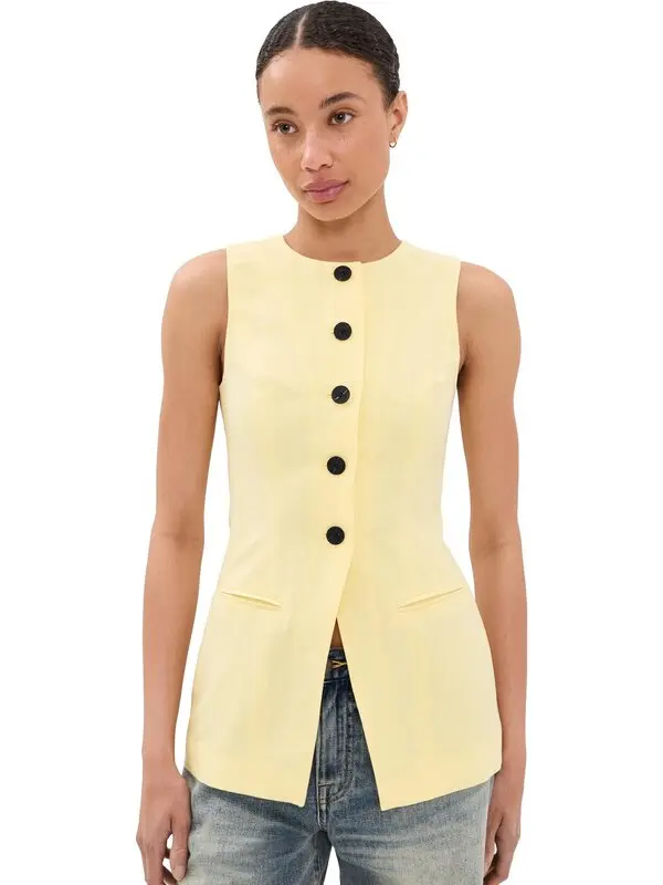 ALIGNE Leo Linen Mix Waistcoat - Butter Yellow