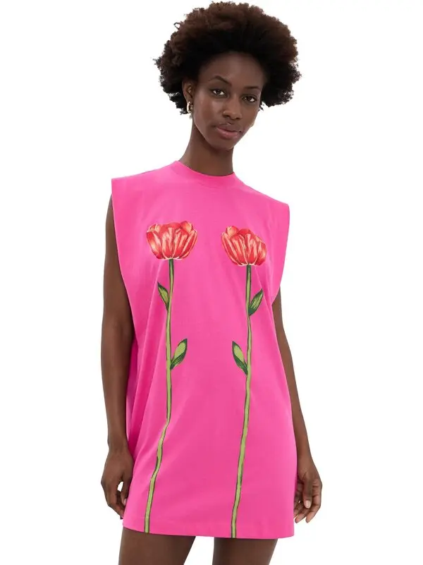 Farm Rio Sleeveless Crewneck Mini Dress With Tropical Flower Graphic - Pink