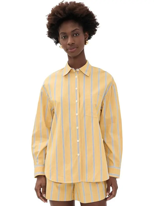 Madewell Classic Collar Striped Shirt - Textured Stripe Chantrelle