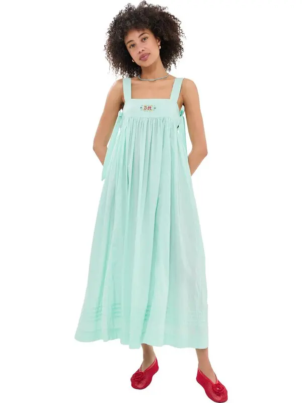 DAMSON MADDER Sleeveless Midi Dress With Embroidered Logo - Mint