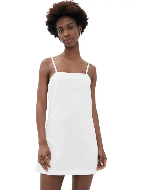 Joe's Jeans Sleeveless Square Neck Denim Shift Dress - White