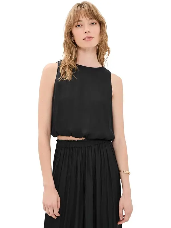 LA LIGNE Sleeveless Bubble Hem Top - Black