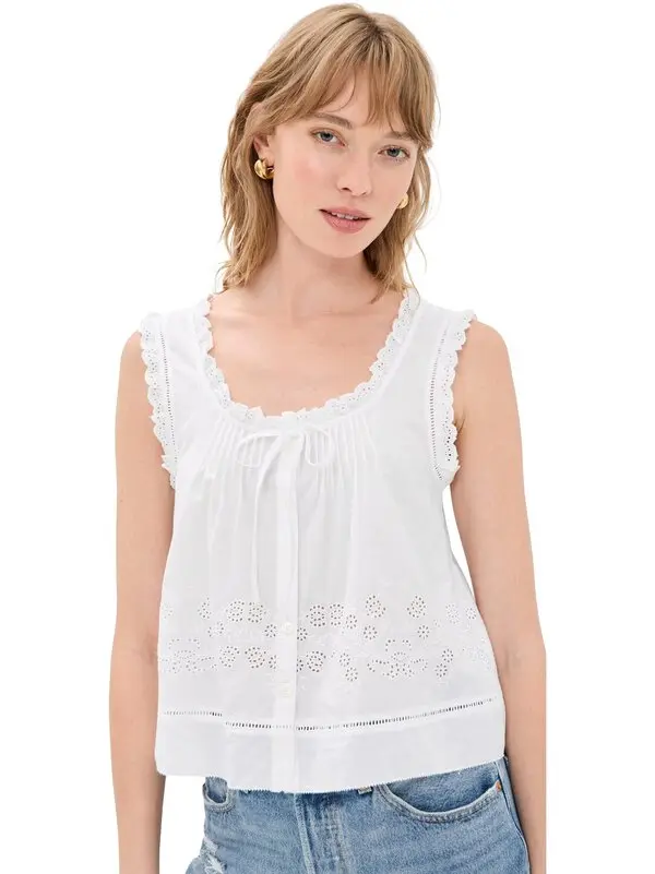 Madewell Leah Eyelet Embroidered Sleeveless Top - White