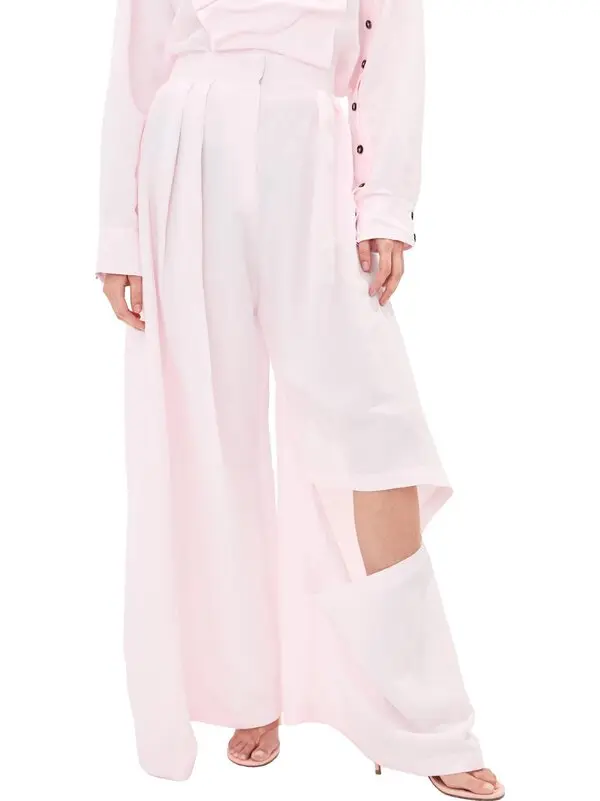 A.W.A.K.E. Mode Wide Leg Pants With Knee Slits - Pale Pink