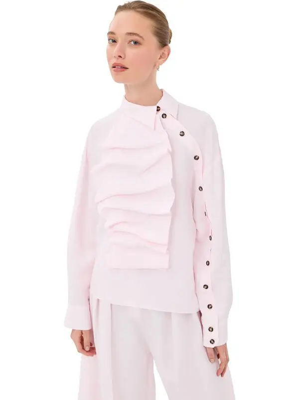 A.W.A.K.E. Mode Voluminous Bib-front Shirt - Pale Pink