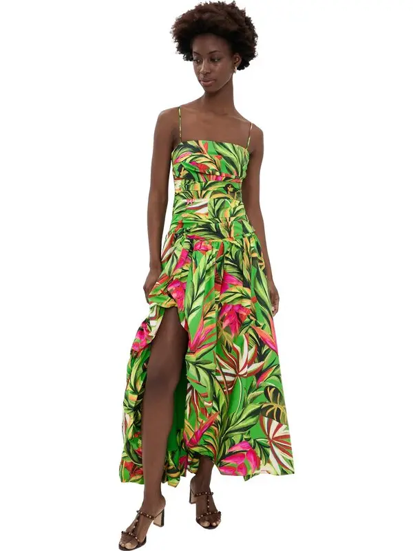 Farm Rio Tropical Dream Green Maxi Dress - Orange
