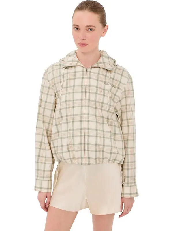 Acne Studios Hooded Checked Zip-up Jacket - Green/orange