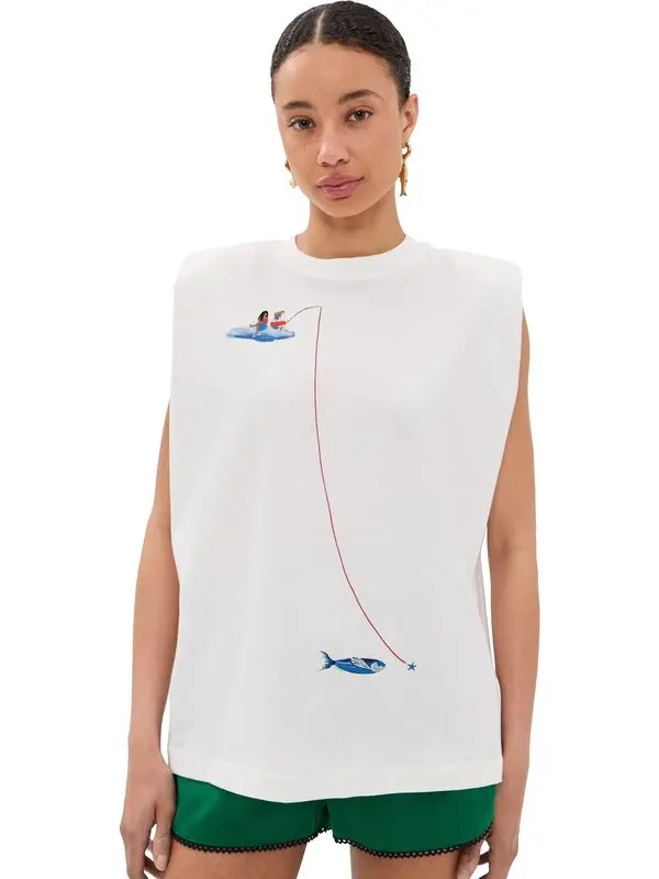Farm Rio Fishing Dreams Tank Top - Off-white