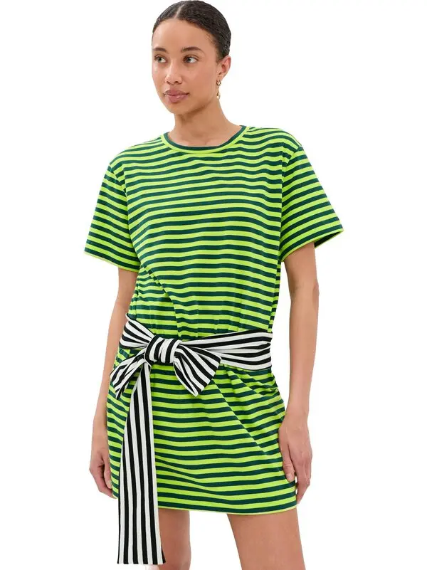 SIMONMILLER Lottie Striped T-shirt Dress - Lime Stripe Combo