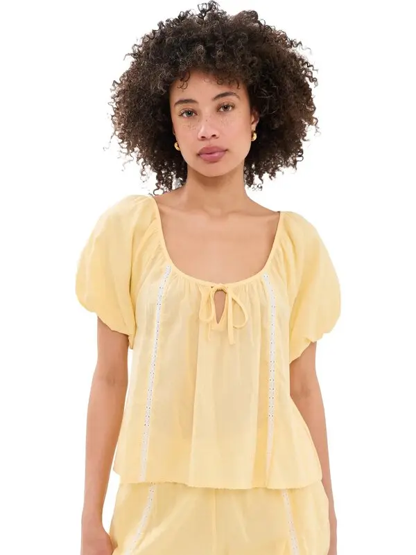 DAMSON MADDER Maura Lace Trim Top - Butter