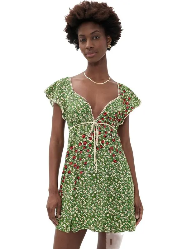 Free People Backroads Mini Dress - Forest Combo