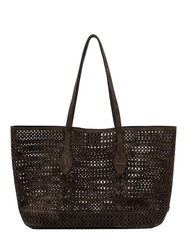 GIANNI CHIARINI Firenze Laser-cut Suede Shopper - Moka