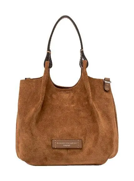 GIANNI CHIARINI Suede Dua Bag - Caramel