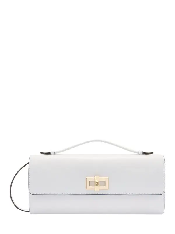 Furla Clara Baguette Leather Shoulder Bag - Talco