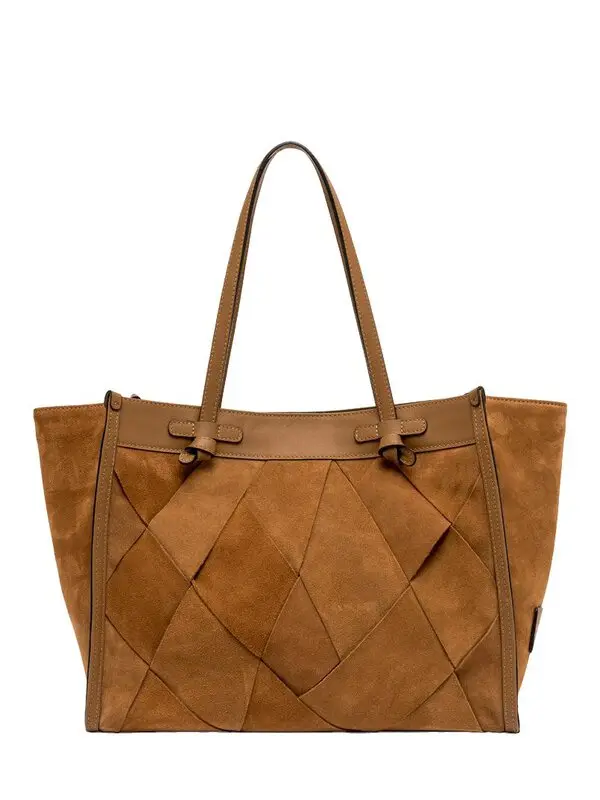 GIANNI CHIARINI Firenze Marcella Suede Shopper Bag - Caramel