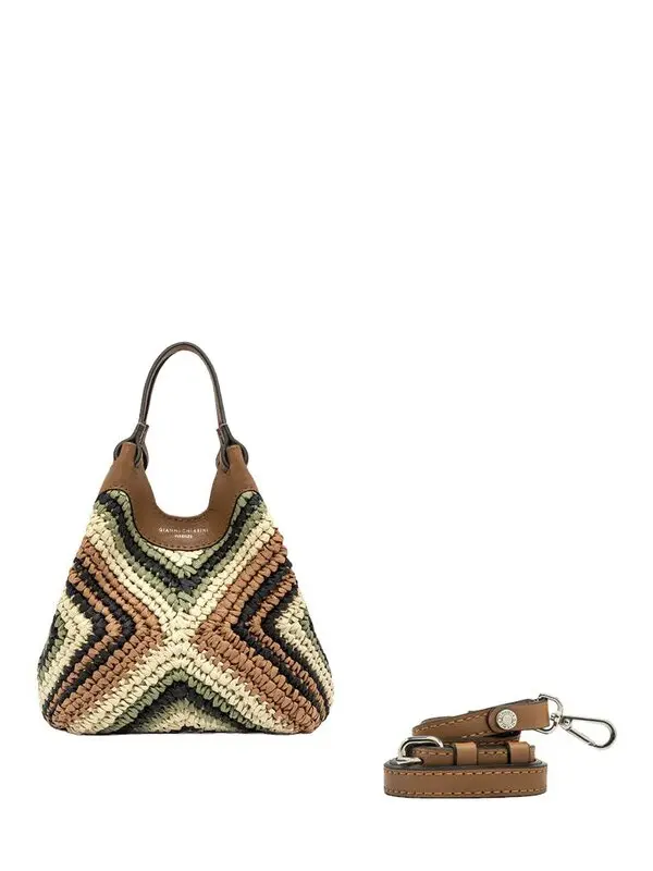 GIANNI CHIARINI Woven Shoulder Bag With Top Handles - Willow