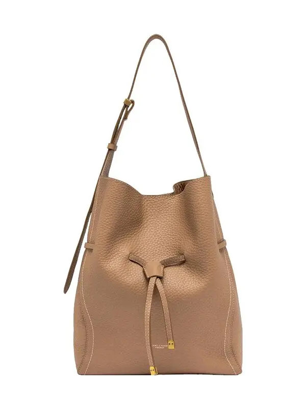 GIANNI CHIARINI Sienna Leather Bucket Bag With Contrast Stitching And Pouch - Clay
