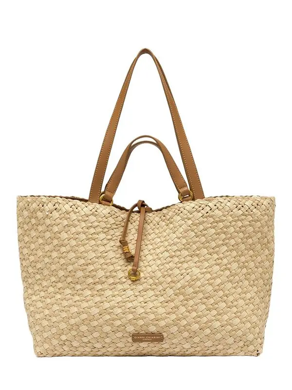 GIANNI CHIARINI Firenze Woven Tote Bag With Drawstring Closure - Naturale