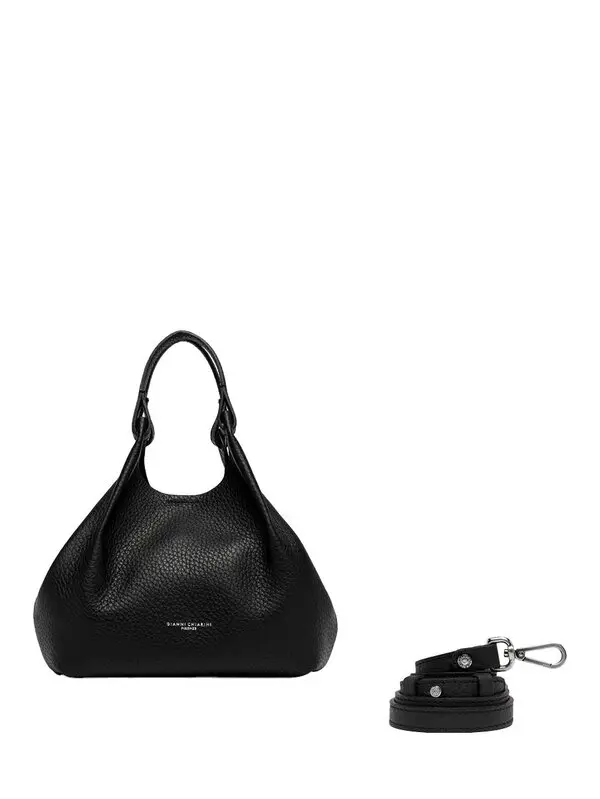 GIANNI CHIARINI Dua Maxi Grained Leather Shoulder Bag With Pouch - Nero
