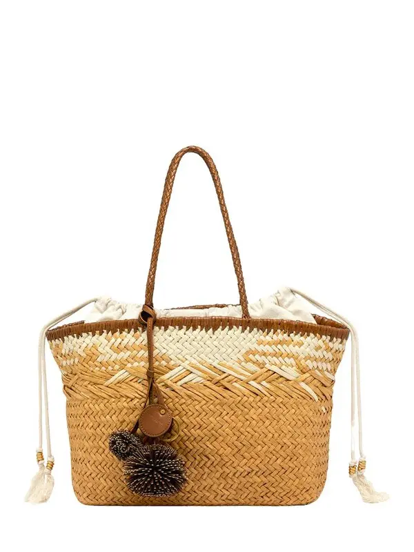 GIANNI CHIARINI Paloma Woven Straw Tote Bag - Naturale