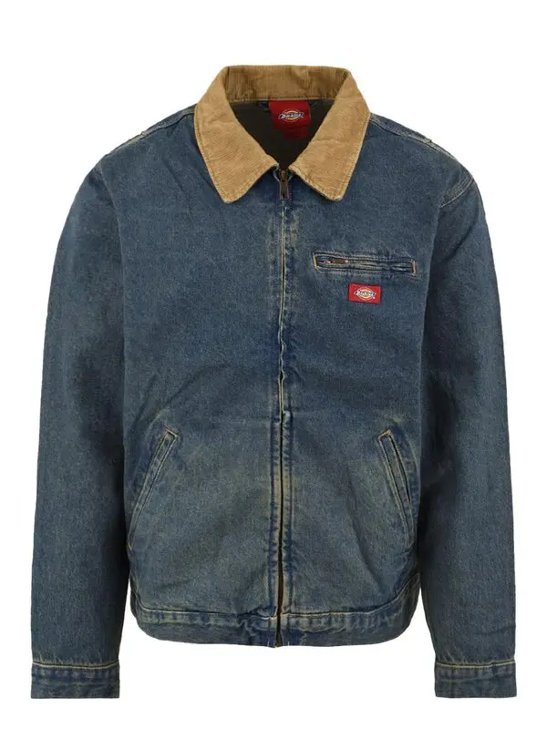Dickies Relaxed Fit Denim Painter Jacket With Corduroy Collar - Khaki Tntd Blue