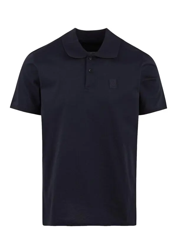 Belstaff Mercerized Cotton Polo Shirt With Phoenix Logo - Dark Ink