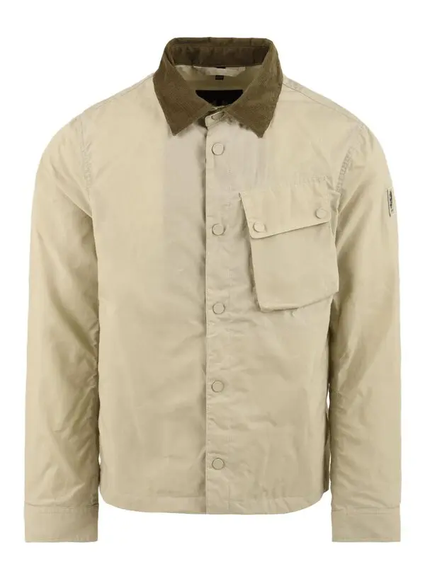 Belstaff Dry Waxed Cotton Jacket With Stand Collar - Silver Birch