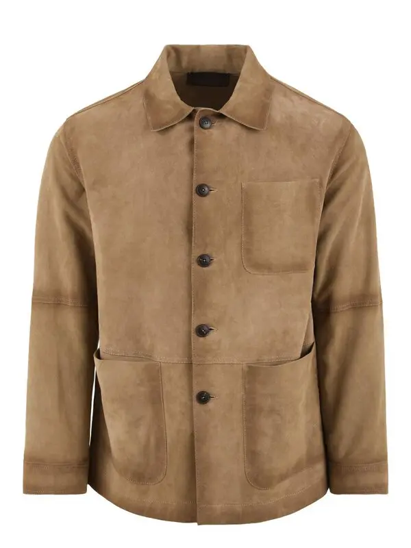 THE JACK LEATHERS Suede And Leather Jacket - Vanilla