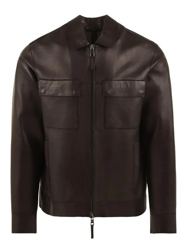 THE JACK LEATHERS Alicante Blouson Leather Jacket - Dark Brown
