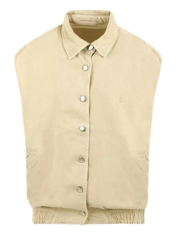 ICON DENIM LOS ANGELES Sleeveless Collared Jacket - Desert Wash