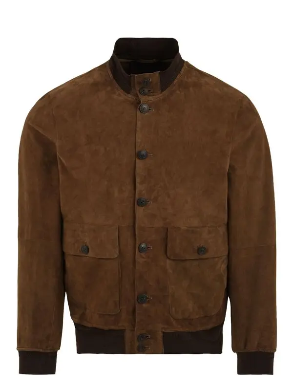 THE JACK LEATHERS Suede Button-front Jacket - Pecan