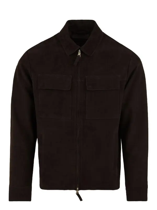 THE JACK LEATHERS Suede Zip-up Jacket - Dark Brown