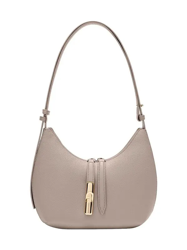 Furla Goccia Leather Shoulder Bag With Arco Hardware - Linen