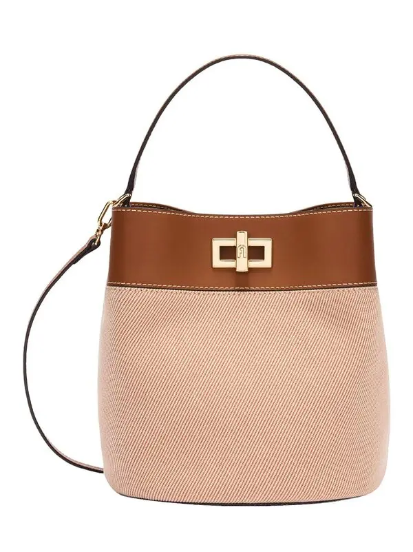 Furla Amelia Bucket Bag With Turn Lock Closure - Toni Cognac