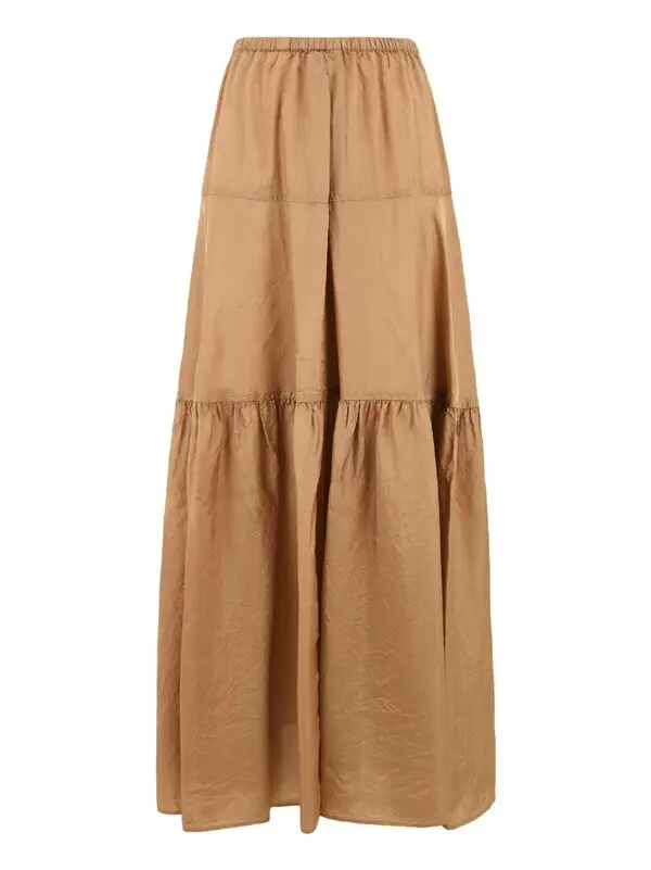 Aspesi Long Tiered Viscose Skirt - Brown