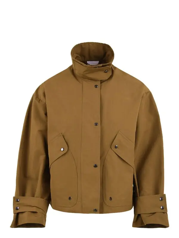 Aspesi Short Lightweight Jacket With Neck Closure Detail - Brown