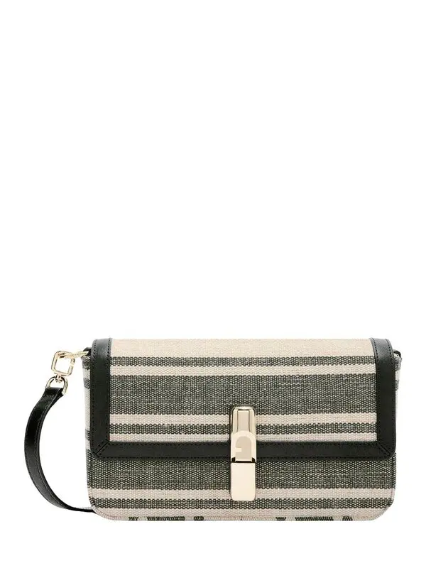 Furla Iride Striped Canvas Crossbody Bag With Leather Trim - Toni Indigo
