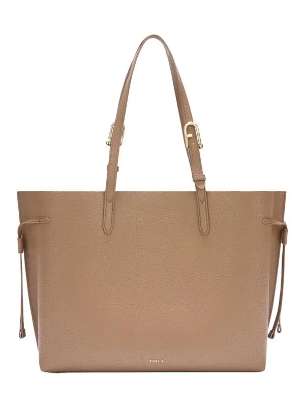 Furla Ava Leather Tote Bag - Toffee/nero