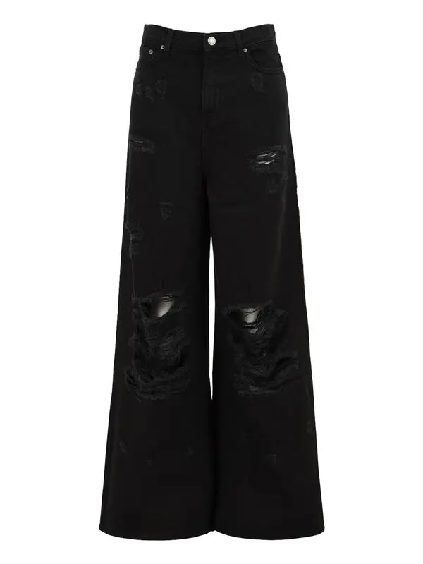 ANIYE BY Chloe Oversize Straight Leg Jeans - Black Vinyl