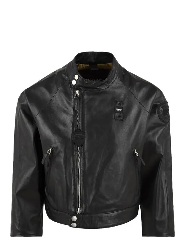 BLAUER. Leather Jacket - Nero