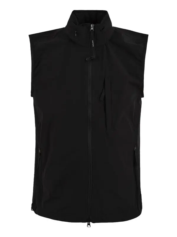 Aspesi Sleeveless Zip-up Gilet In Black Stretch Nylon - Nero