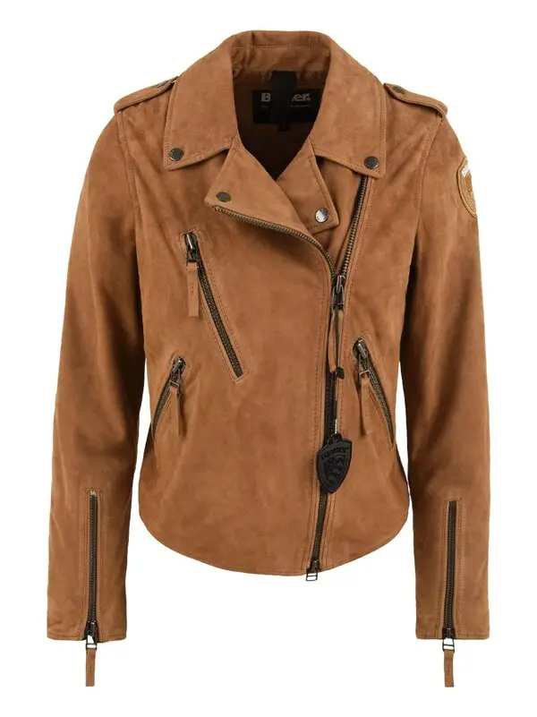 BLAUER. Suede Leather Jacket - Caffelatte