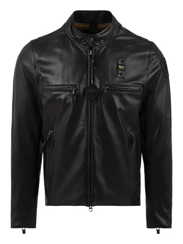 BLAUER. Leather Zip-up Jacket - Nero