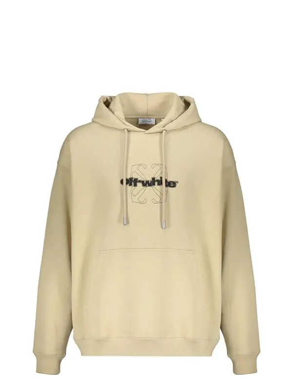 Off-White Logo Cotton Hoodie - Beige
