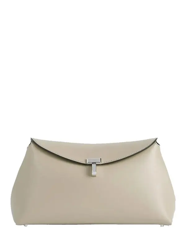 TOTEME T Lock Leather Clutch Bag - White