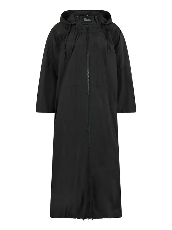 Herno Long Zip Up Hooded Coat - Black