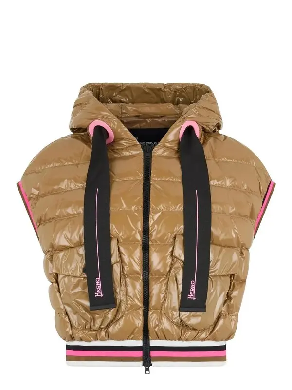 Herno Quilted Down Vest With Drawstring Hood - Brown